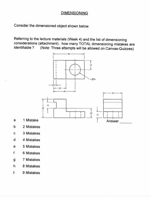 Solved DIMENSIONING Consider the dimensioned object shown | Chegg.com