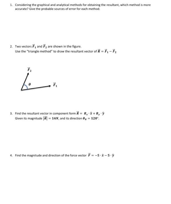 Solved 1. Considering the graphical and analytical methods | Chegg.com