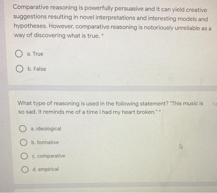 Solved Comparative reasoning is powerfully persuasive and it | Chegg.com
