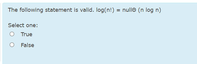 The following statement is valid. log(n!)= | Chegg.com