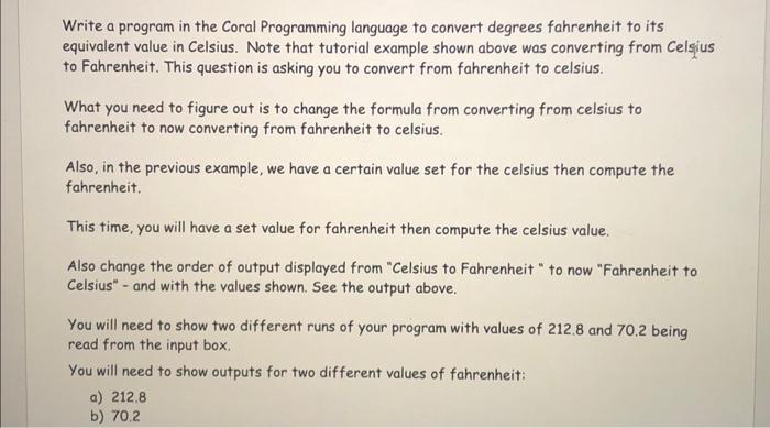 Solved Write A Program In The Coral Programming Language To 5597