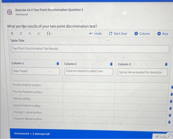 Solved Exercise 10.4 Two Point Discrimination Question 3 | Chegg.com