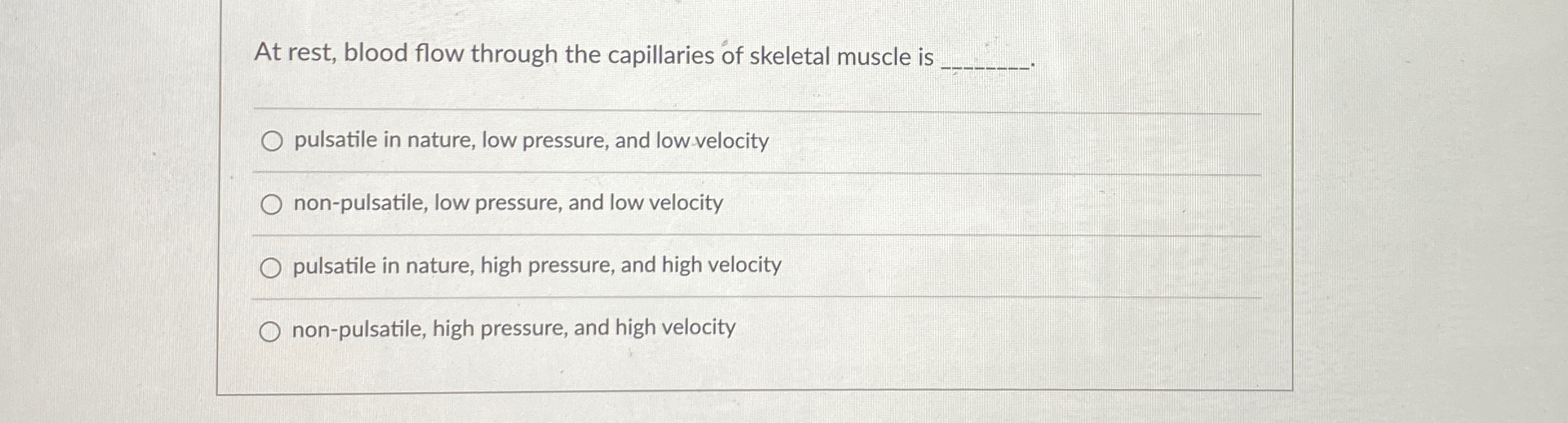 Solved At rest, blood flow through the capillaries of | Chegg.com