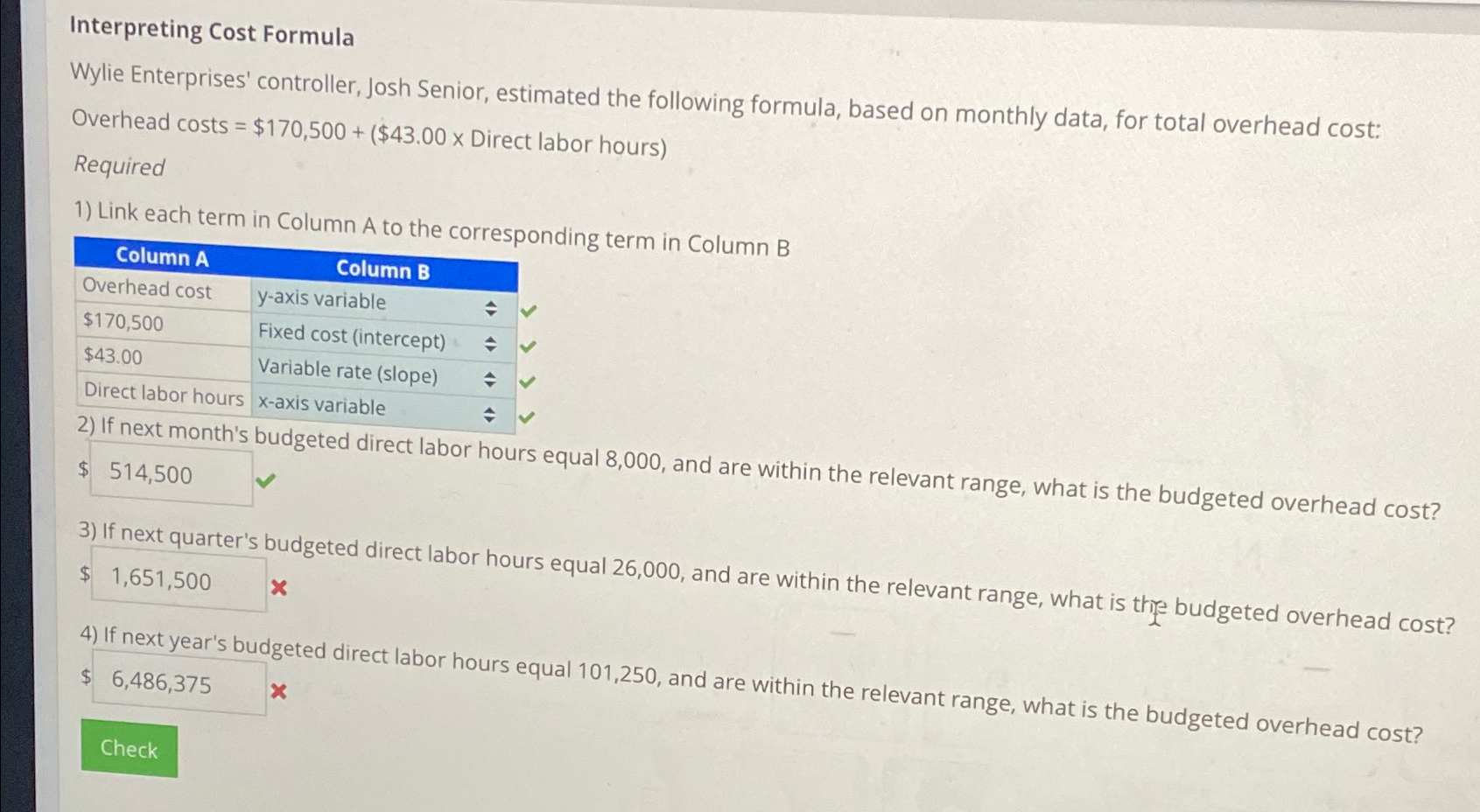 Solved Interpreting Cost FormulaWylie Enterprises' | Chegg.com