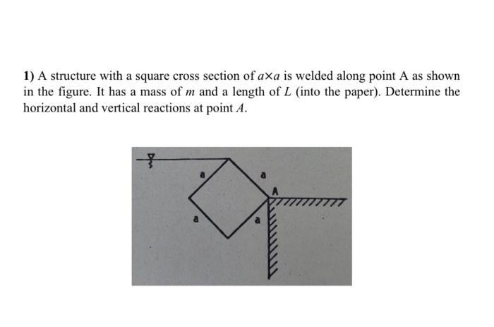Solved 1) A structure with a square cross section of axa is | Chegg.com