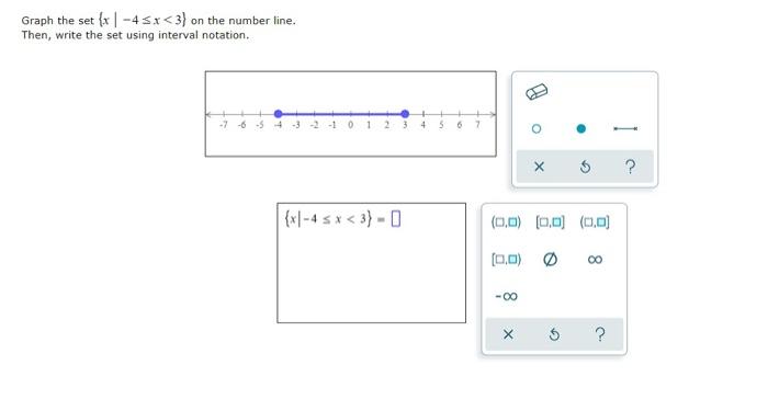 Solved Graph the set {x|-4≤x