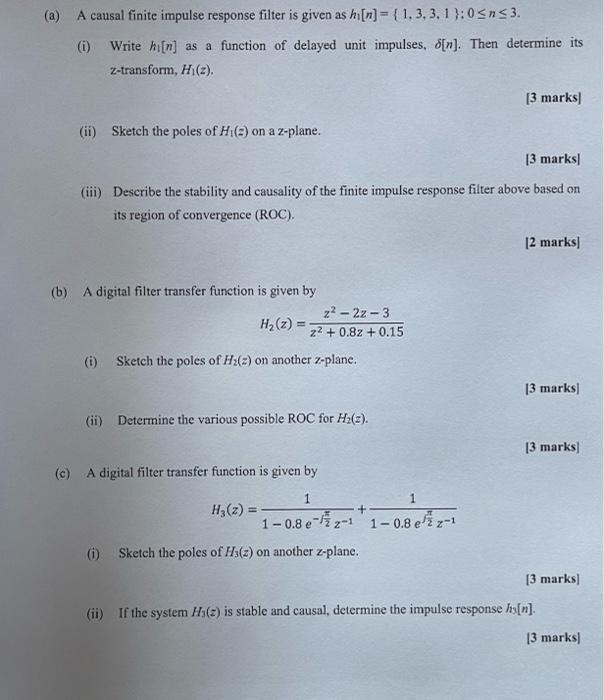 Solved (a) A causal finite impulse response filter is given | Chegg.com