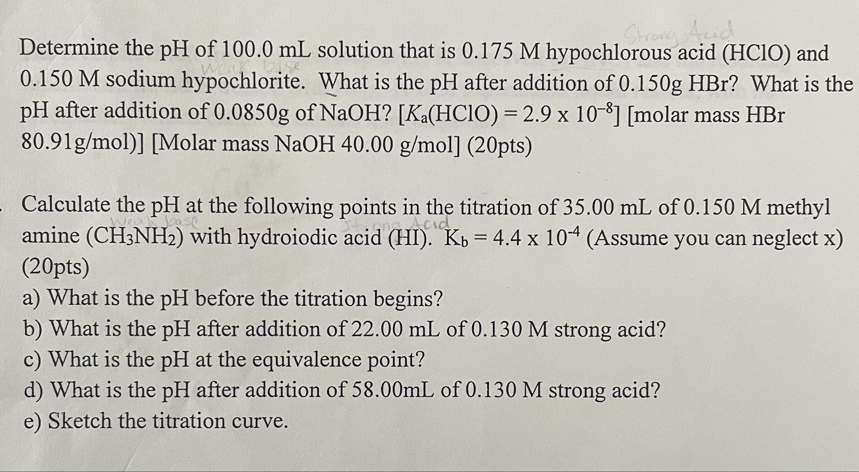 Solved Determine the pH ﻿of 100.0mL ﻿solution that is 0.175M | Chegg.com