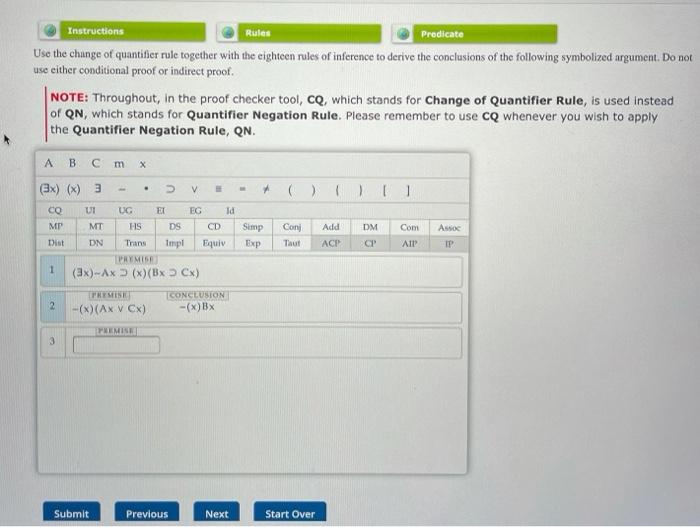 Solved Instructions Rules Predicate Use the change of | Chegg.com