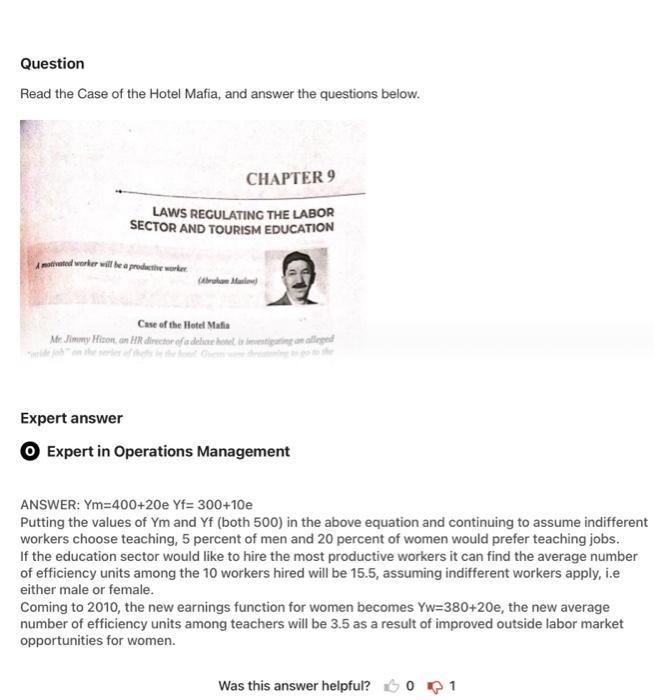 Solved Instructions: Read the Case of the Hotel Mafia and | Chegg.com