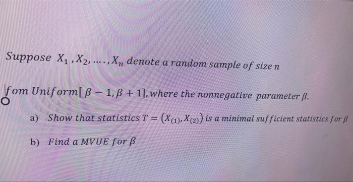 Solved Suppose X1,X2,…,Xn denote a random sample of size n | Chegg.com