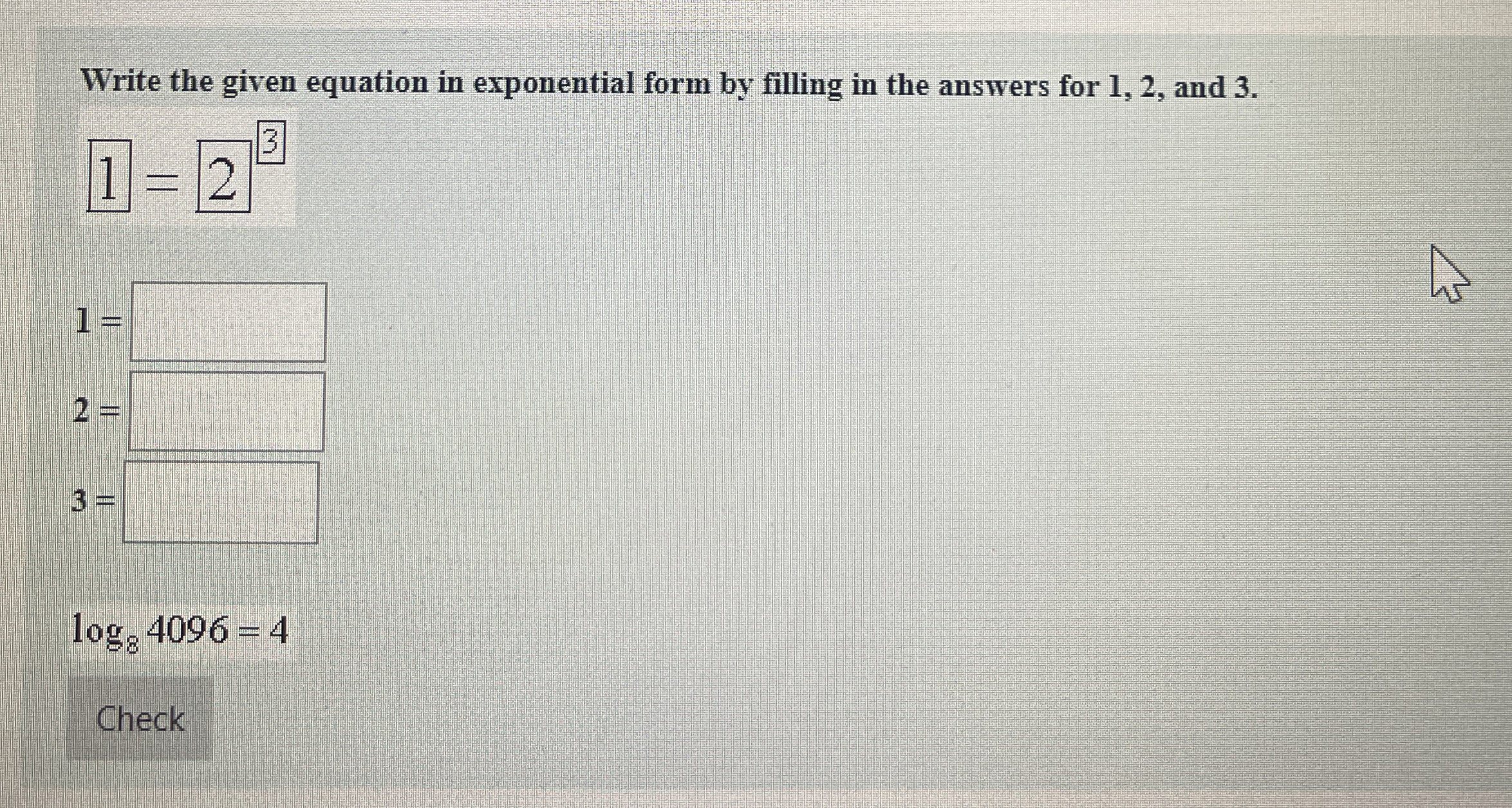 Solved Write the given equation in exponential form by | Chegg.com
