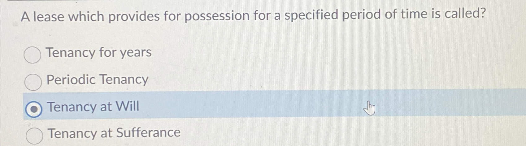 Solved A lease which provides for possession for a specified | Chegg.com
