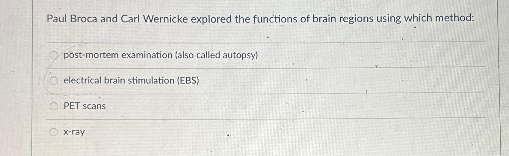 Solved Paul Broca and Carl Wernicke explored the functions | Chegg.com
