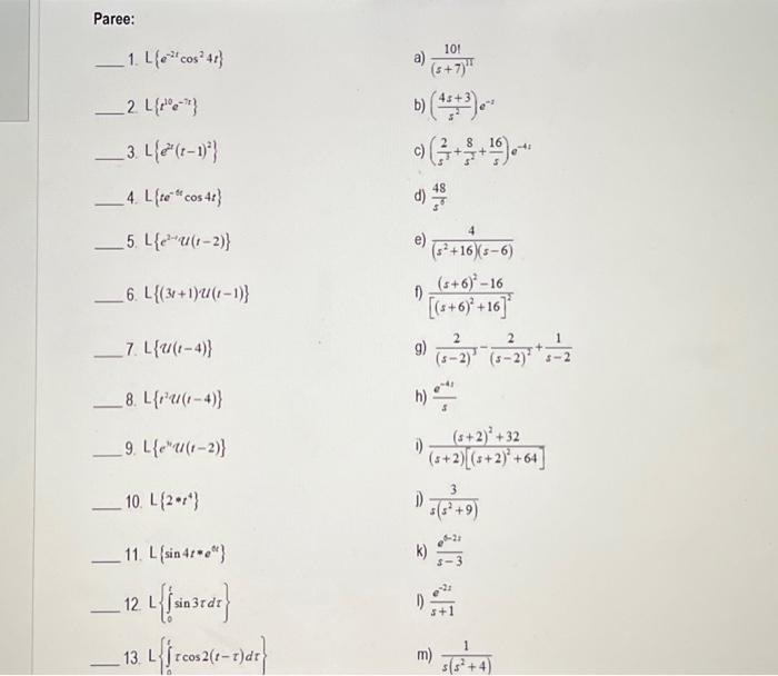 Solved Match the left side with its answer that is on the | Chegg.com