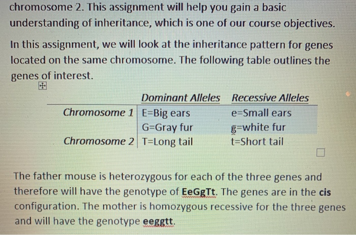 Solved chromosome 2. This assignment will help you gain a | Chegg.com