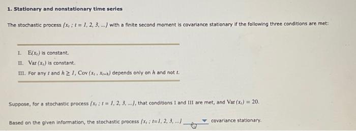 Solved 1. Stationary and nonstationary time series The | Chegg.com