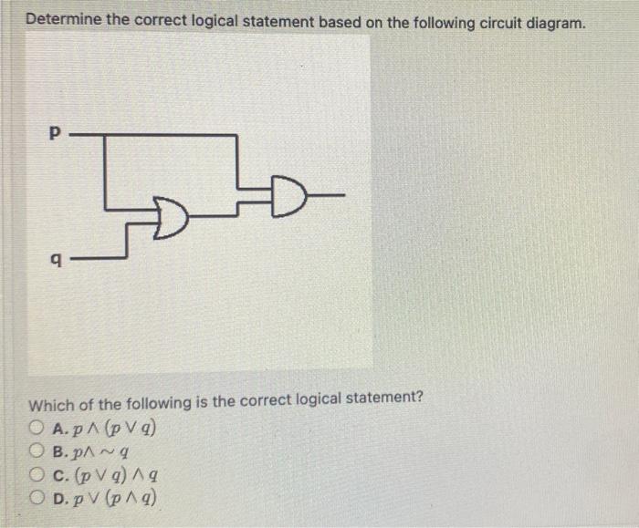 Solved Determine the correct logical statement based on the | Chegg.com