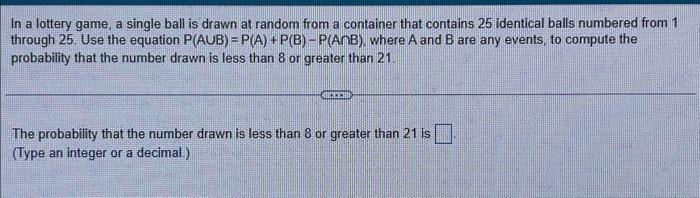 Solved In a lottery game, a single ball is drawn at random | Chegg.com