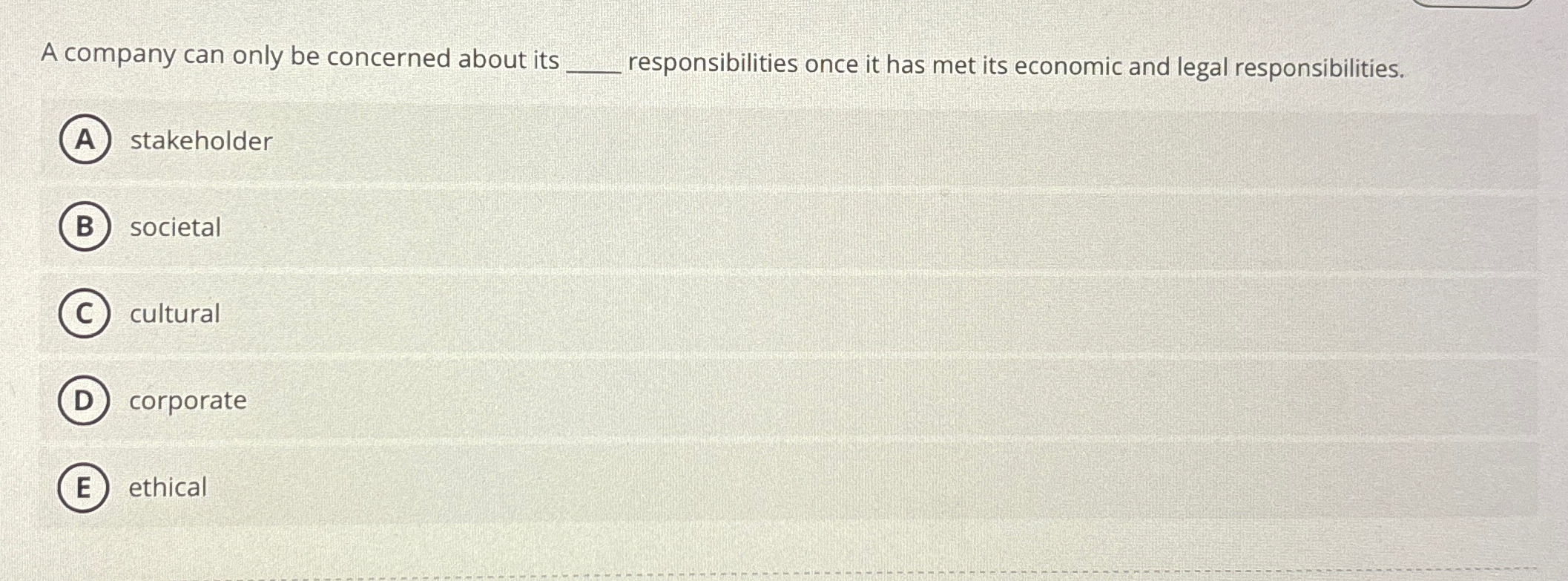 Solved A company can only be concerned about its | Chegg.com