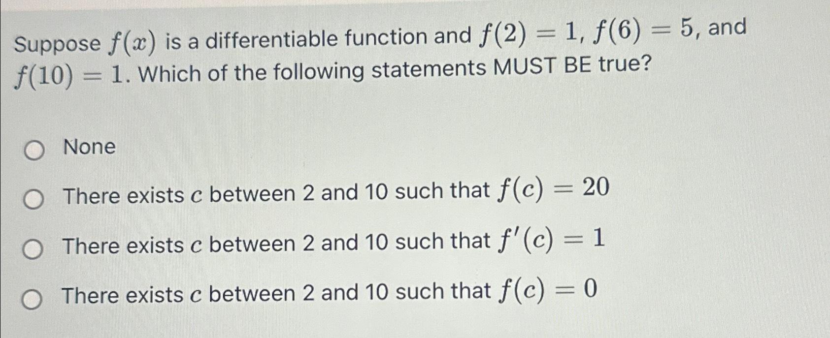 Solved Suppose f(x) ﻿is a differentiable function and | Chegg.com