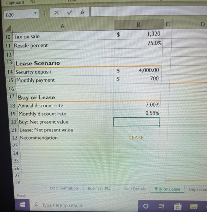 Solved In cell B20, enter a formula that adds the initial | Chegg.com