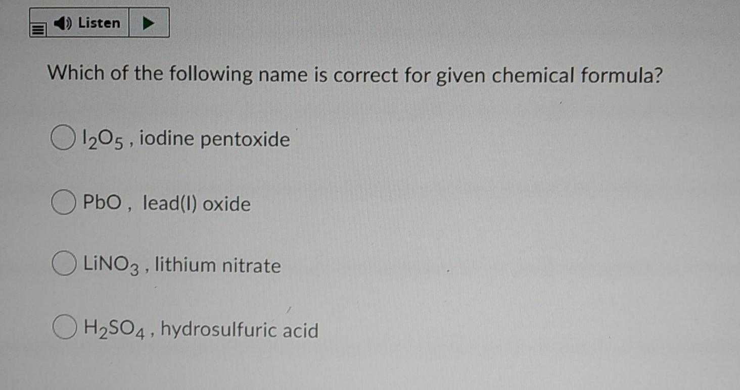 Solved 1) Listen Which of the following name is correct for | Chegg.com
