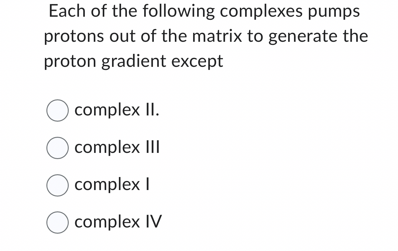 Solved Each of the following complexes pumps protons out of | Chegg.com