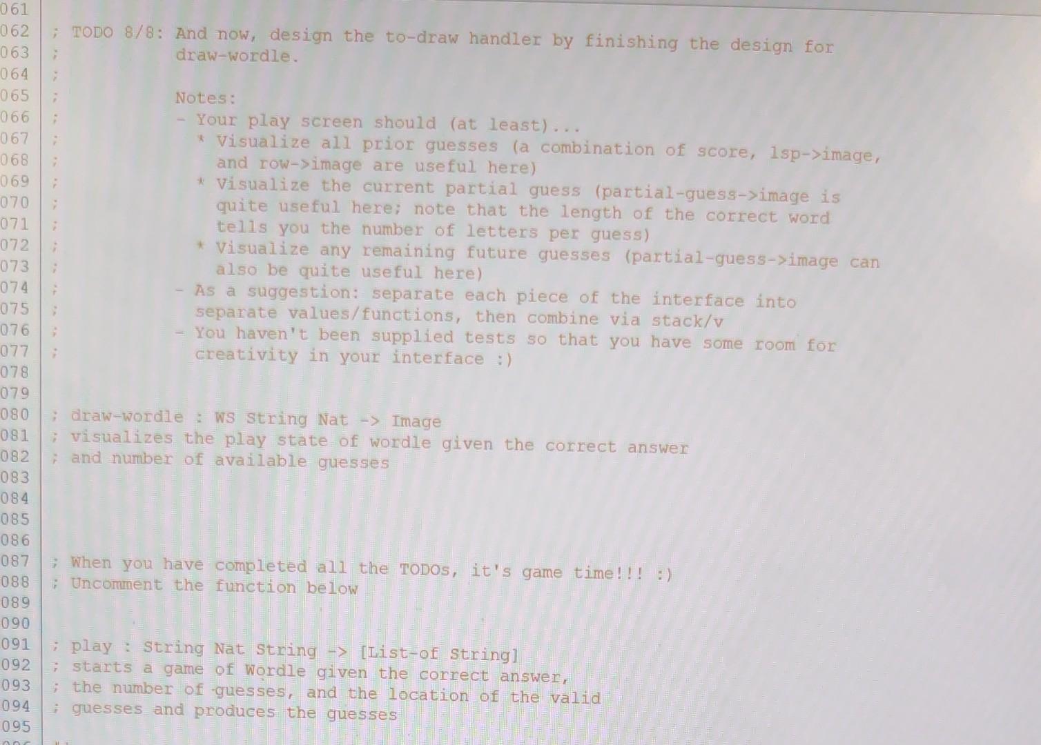 ; TODO 8/8: And now, design the to-draw handler by | Chegg.com