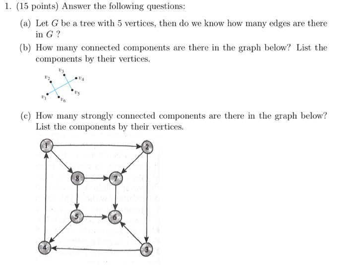 Solved 1. (15 points) Answer the following questions: (a) | Chegg.com
