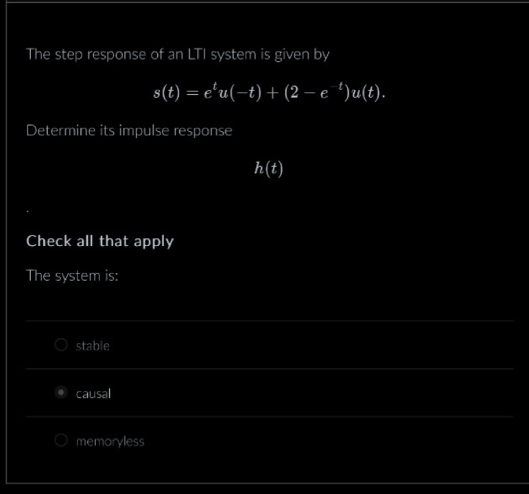 Solved The step response of an LTI system is given | Chegg.com