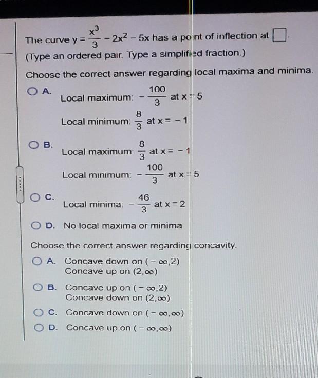 Solved Identify the inflection points and local maxima and | Chegg.com