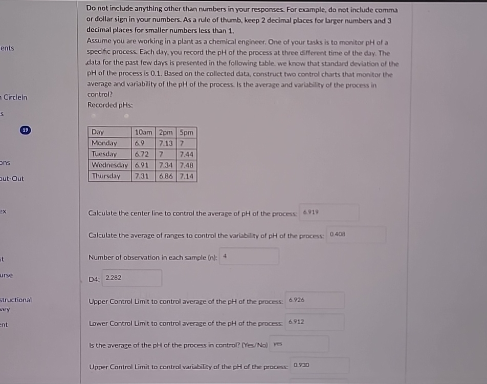 Solved Do not include anything other than numbers in your | Chegg.com
