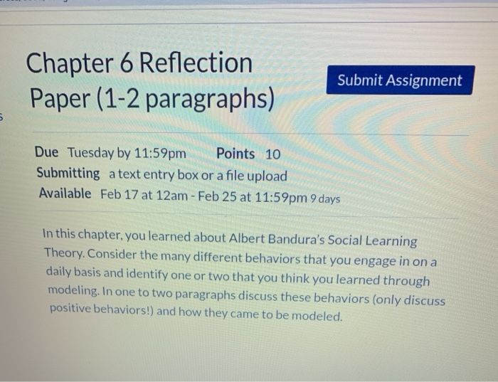 Solved Chapter 6 Reflection Paper (1-2 paragraphs) Submit | Chegg.com