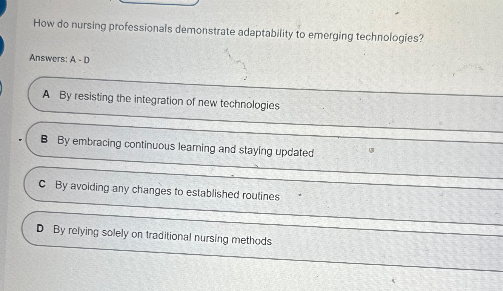 Solved How do nursing professionals demonstrate adaptability | Chegg.com