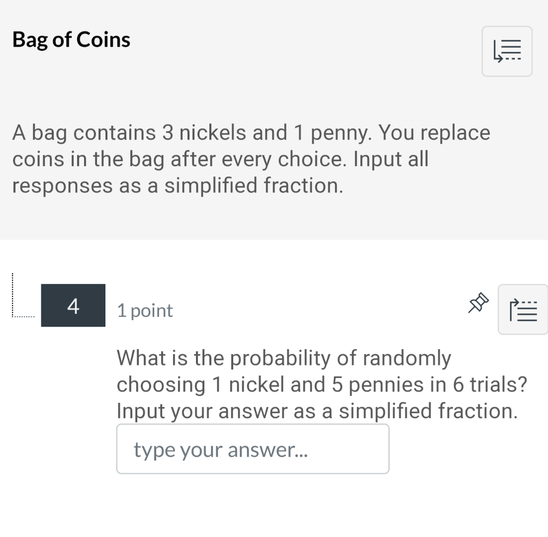 Solved Bag of Coins A bag contains 3 nickels and 1 penny. | Chegg.com
