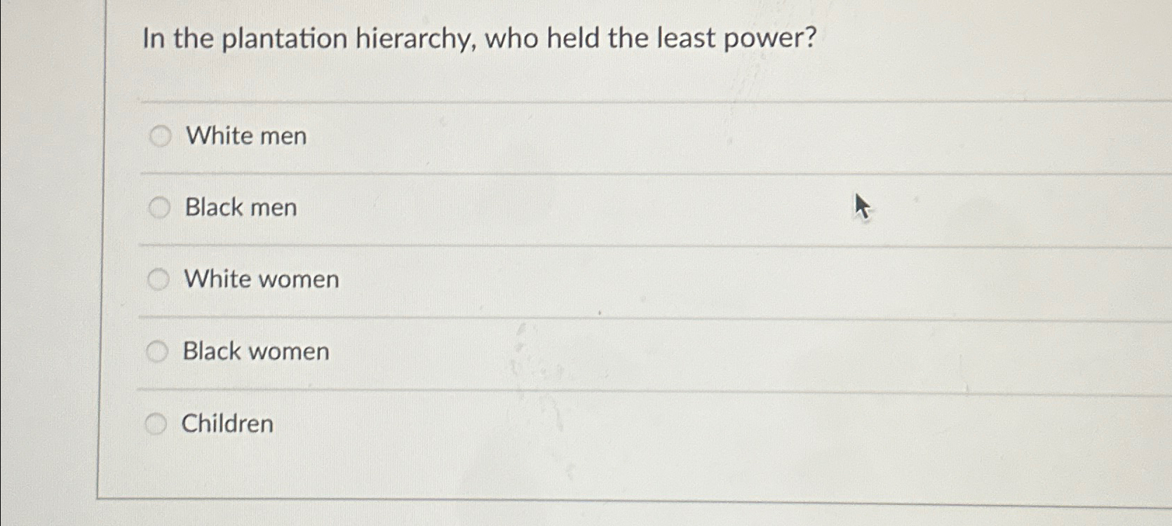 Solved In the plantation hierarchy, who held the least | Chegg.com