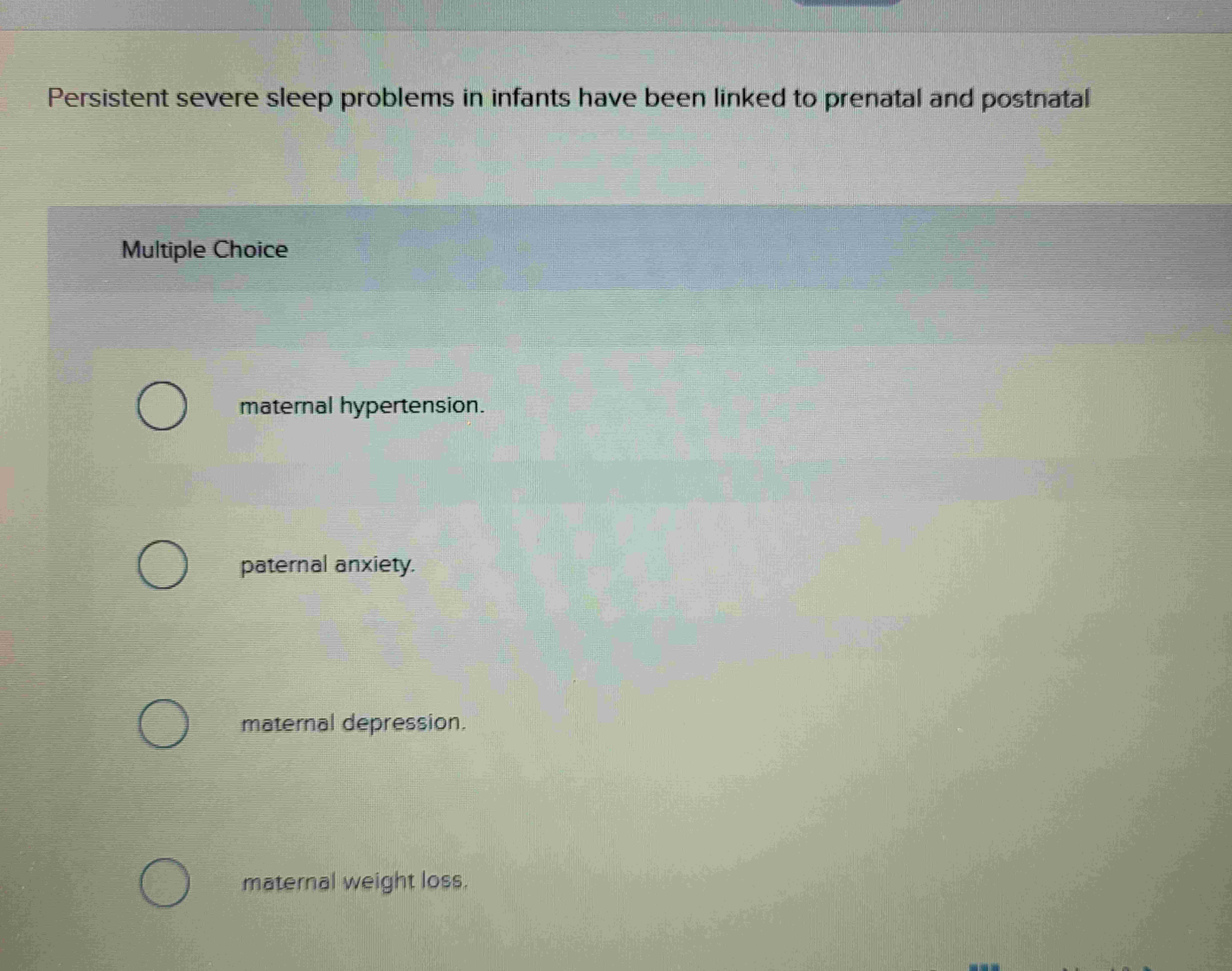 Solved Persistent severe sleep problems in infants have been | Chegg.com