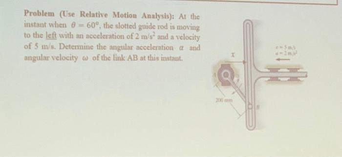 Solved Problem (Use Relative Motion Analysis): At the | Chegg.com