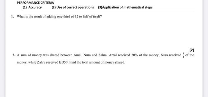 Solved 1. What is the result of adding one-third of 12 to | Chegg.com