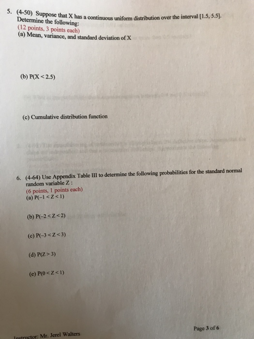 Solved has a continuous uniform distribution over the | Chegg.com