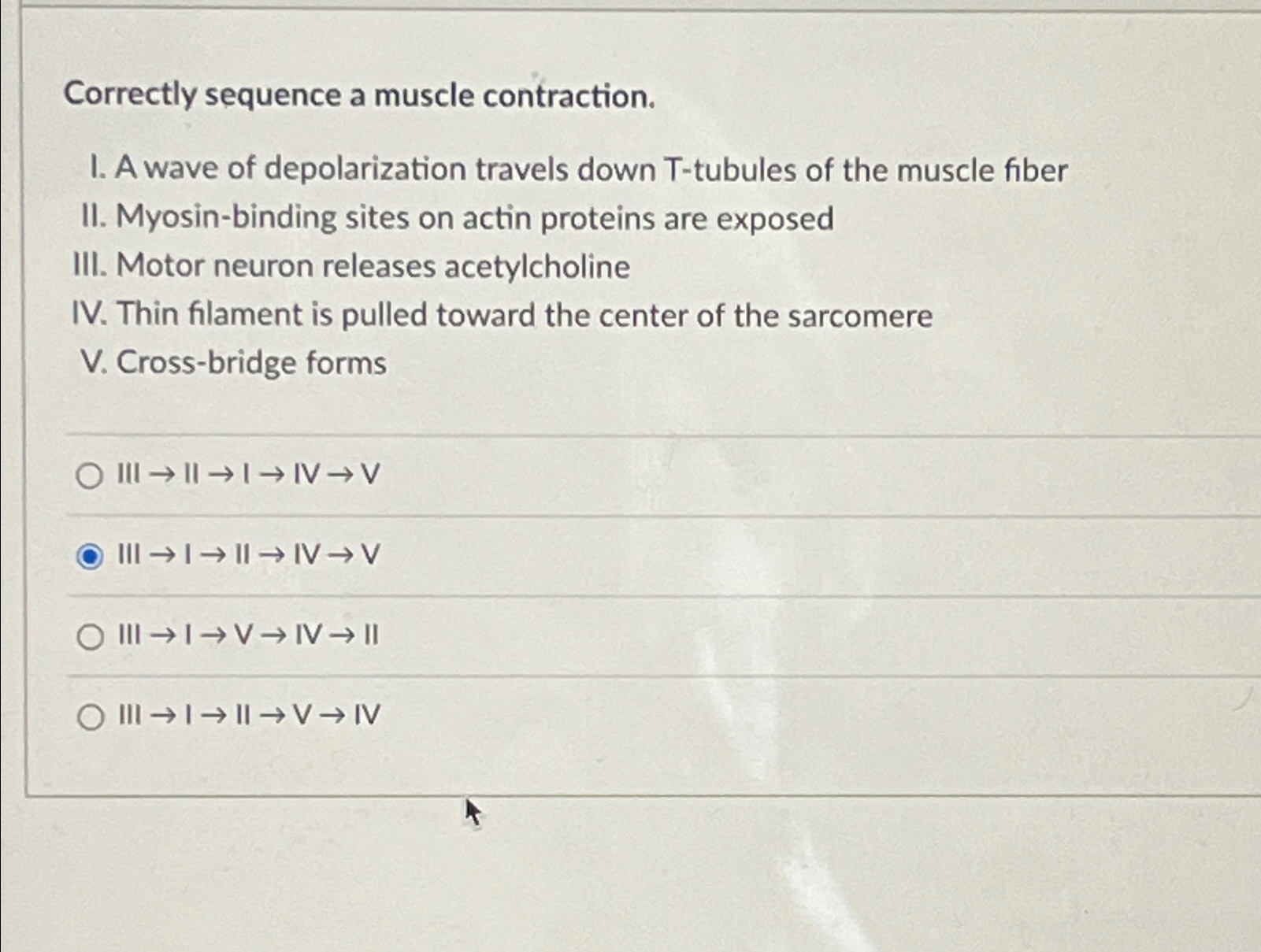 Solved Correctly sequence a muscle contraction.A wave of | Chegg.com