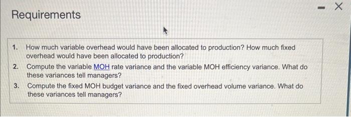 Solved Requirements 1. How much variable overhead would have | Chegg.com