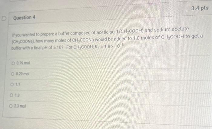 Solved If you wanted to prepare a buffer composed of acetic | Chegg.com