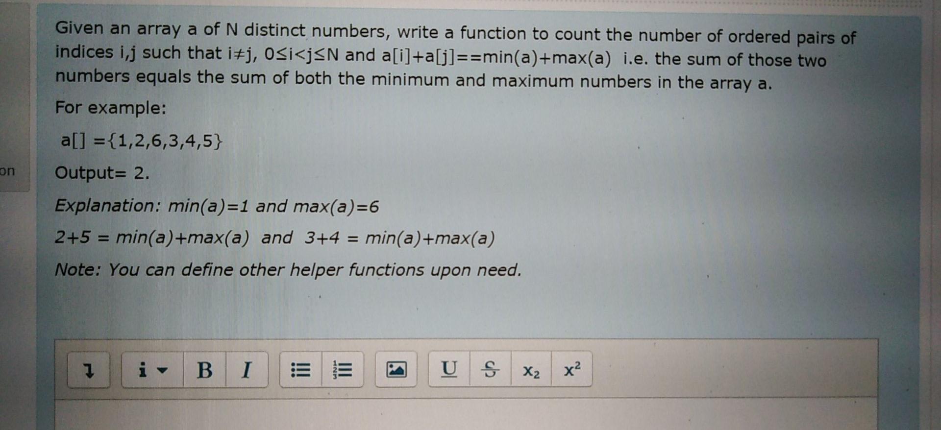 Solved Given An Array A Of N Distinct Numbers Write A 1016