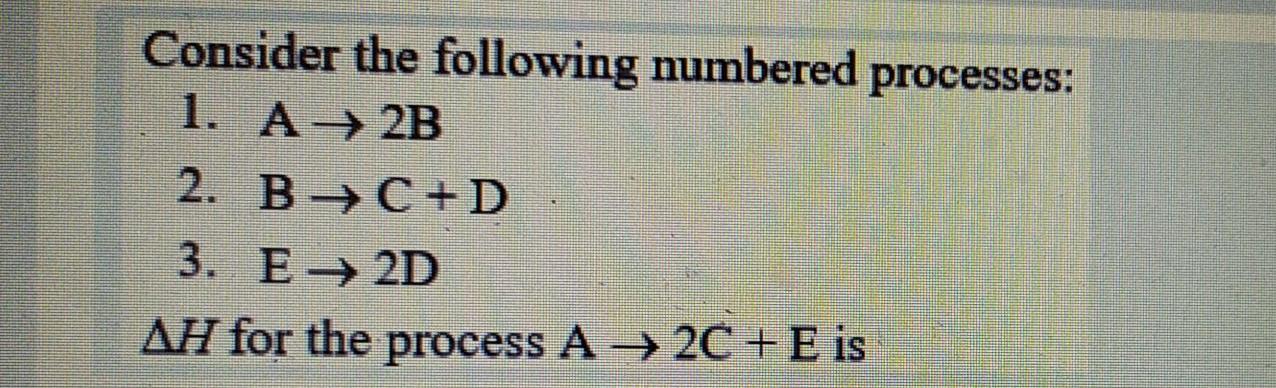 Solved Consider the following numbered processes: : 1. A + | Chegg.com