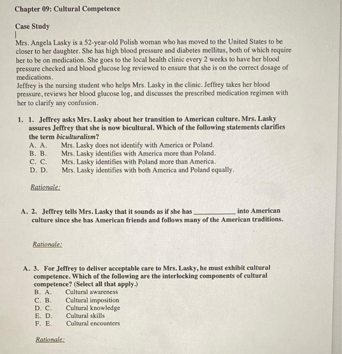 Solved Chapter 09: Cultural Competence Case Study Mrs. | Chegg.com