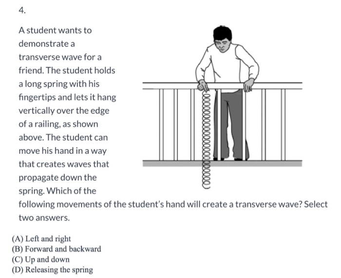 Solved A student wants to demonstrate a transverse wave for | Chegg.com