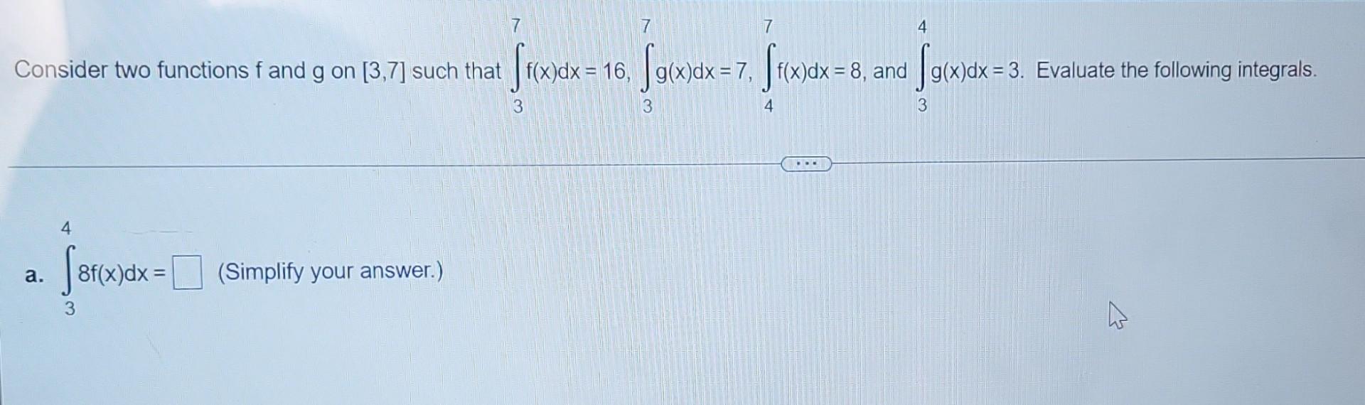 Solved 7 7 4 Consider two functions f and g on [3,7) such | Chegg.com