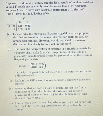 Solved Suppose it is desired to obtain samples for a couple | Chegg.com